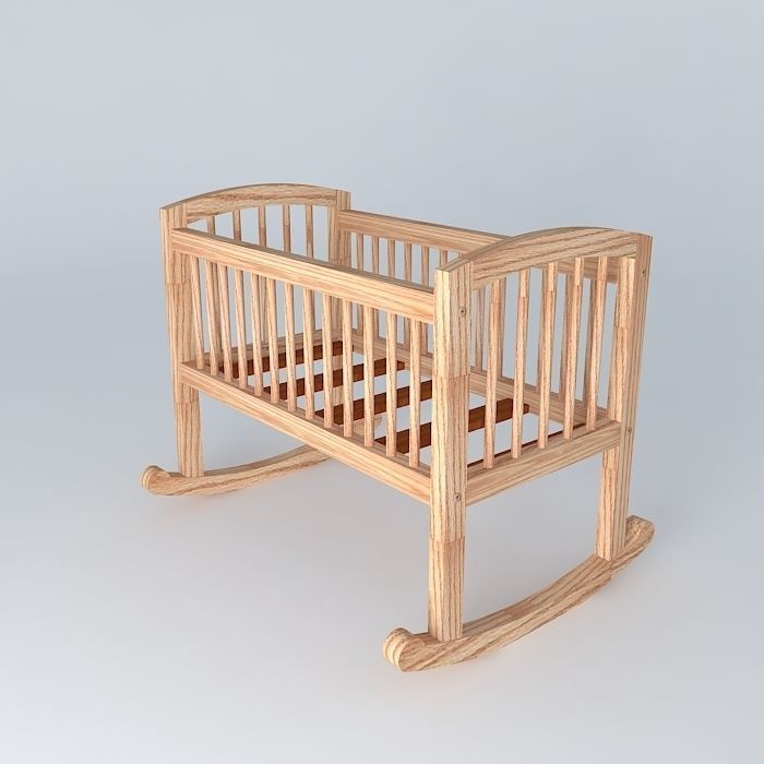 Cradle wooden baby free 3D model | CGTrader