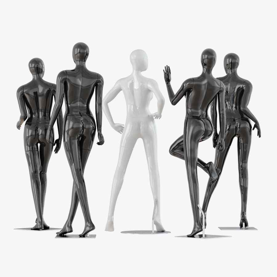 Collection of five faceless female mannequins 34 3D model | CGTrader
