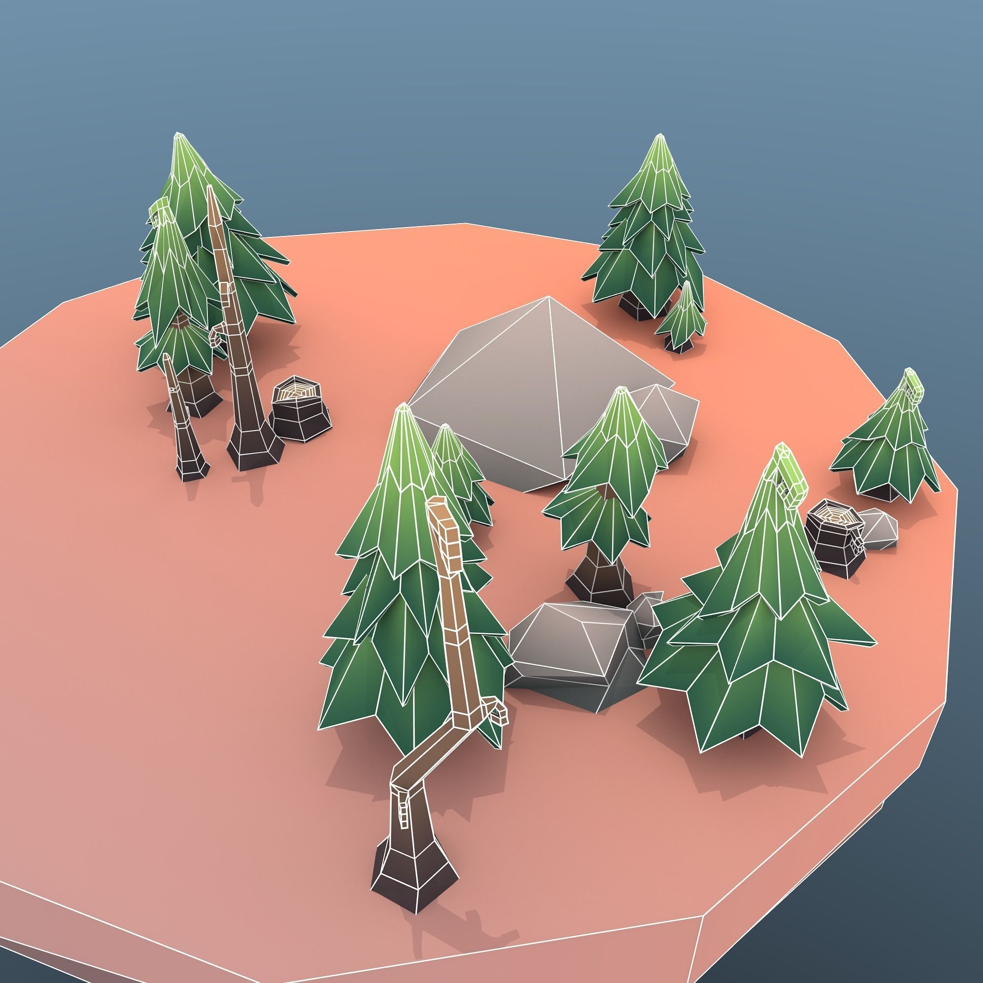 3D model Low poly tree package VR / AR / low-poly | CGTrader