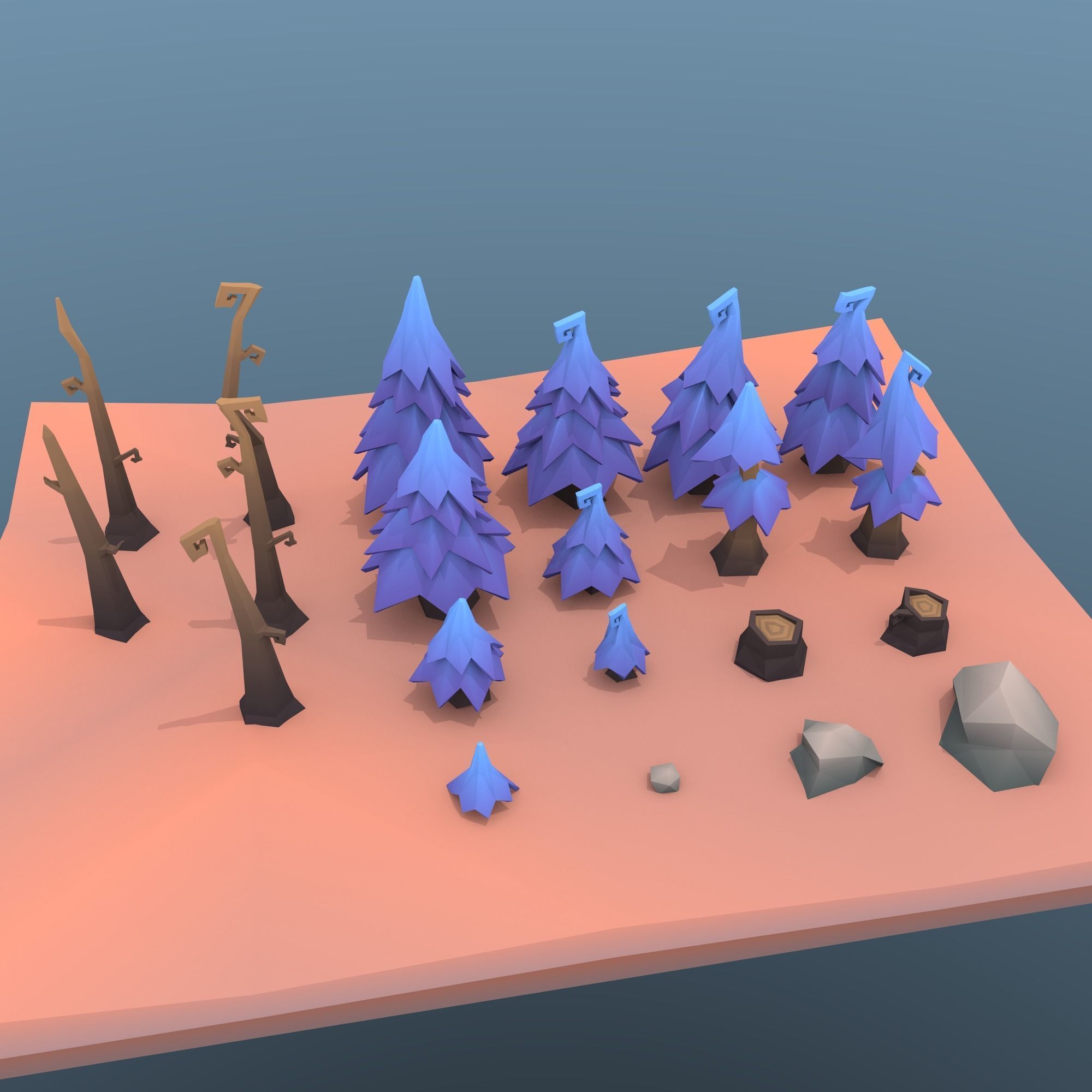 3D model Low poly tree package VR / AR / low-poly | CGTrader