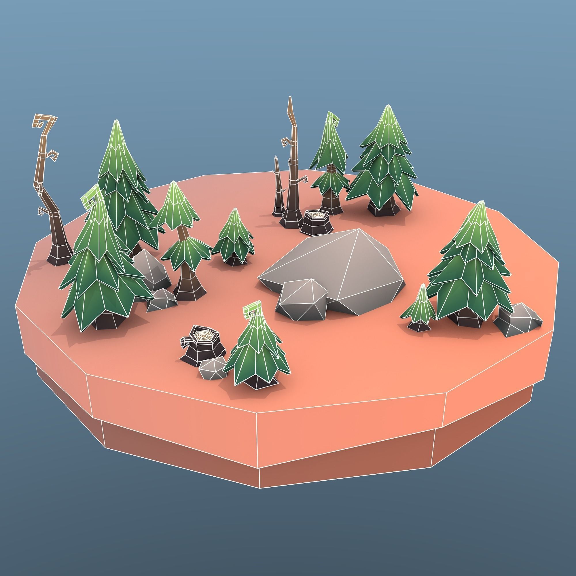 3D model Low poly tree package VR / AR / low-poly | CGTrader