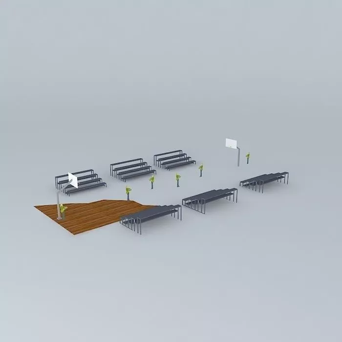 court set of benches free 3D model | CGTrader