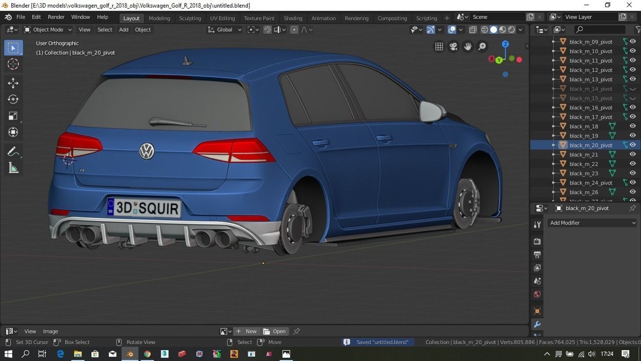 VW Golf 7R Tuned 2018 3D model | CGTrader