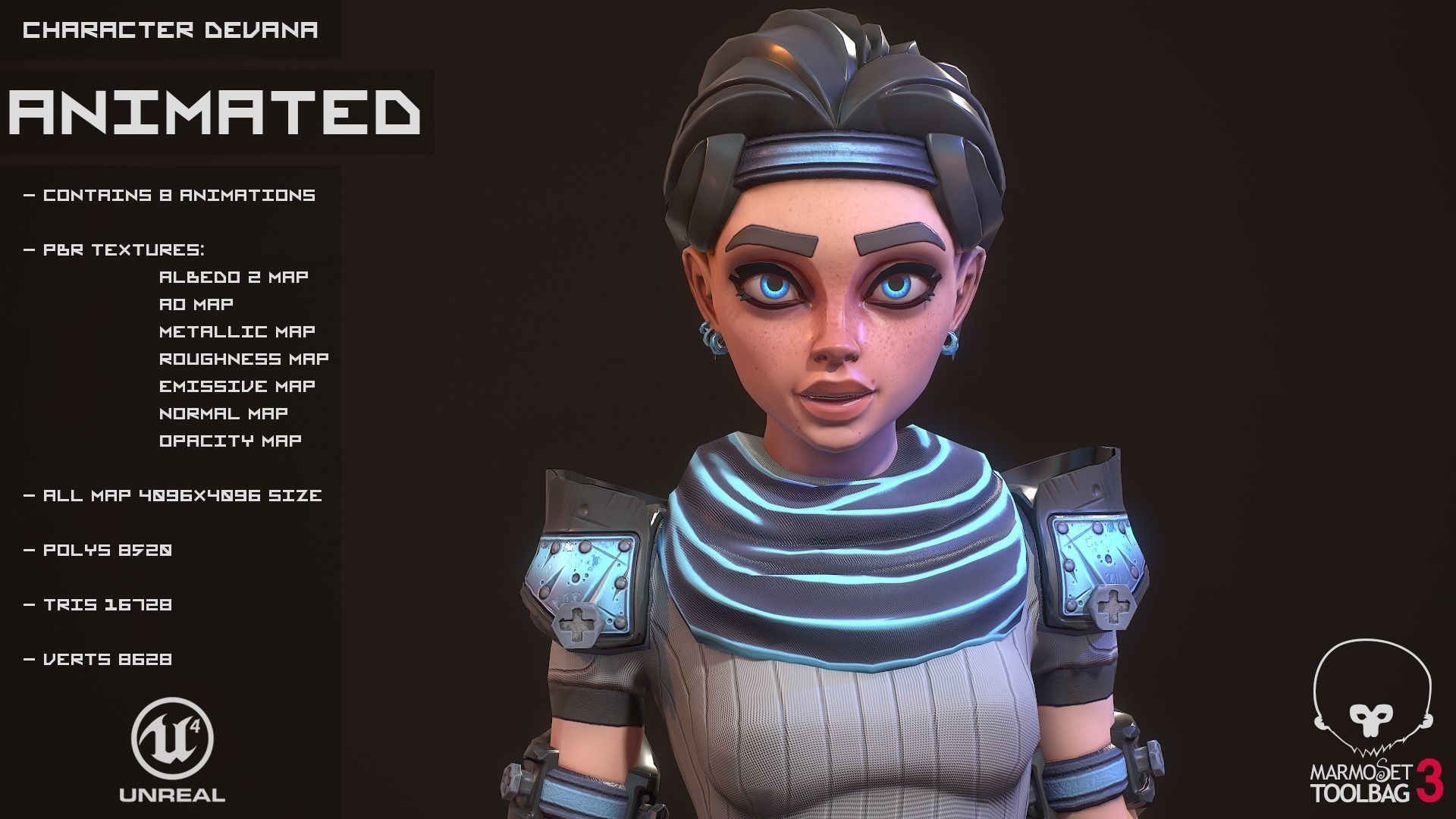 3D model Character Stylized Girl VR / AR / low-poly rigged animated ...