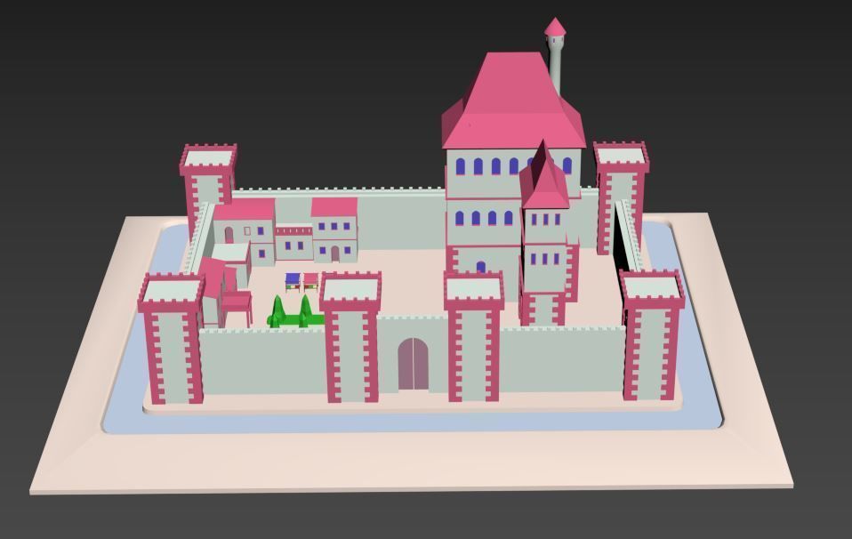 3D model Low Poly Castle - 5 color schemes VR / AR / low-poly | CGTrader