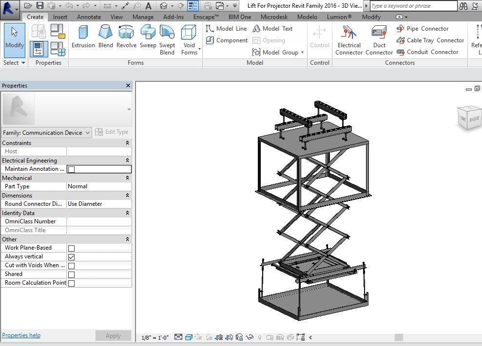 Lift For Projector Revit Family with Extend Parameter 3D model | CGTrader