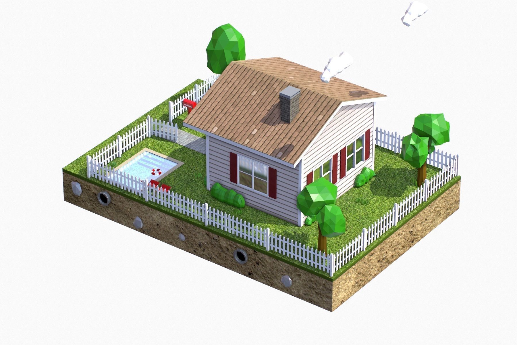 3D model Low Poly House V2 VR / AR / low-poly | CGTrader