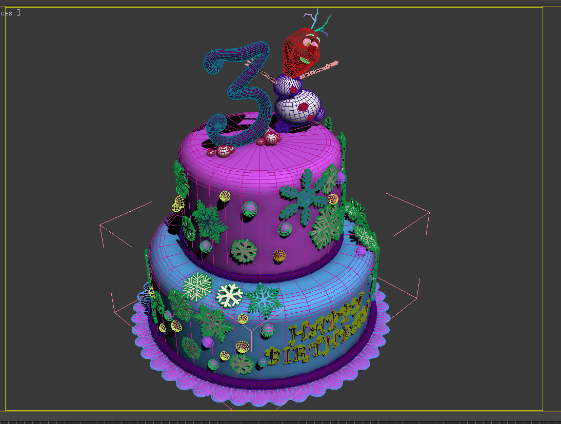 Cartoon cake fondant cake 3D model | CGTrader