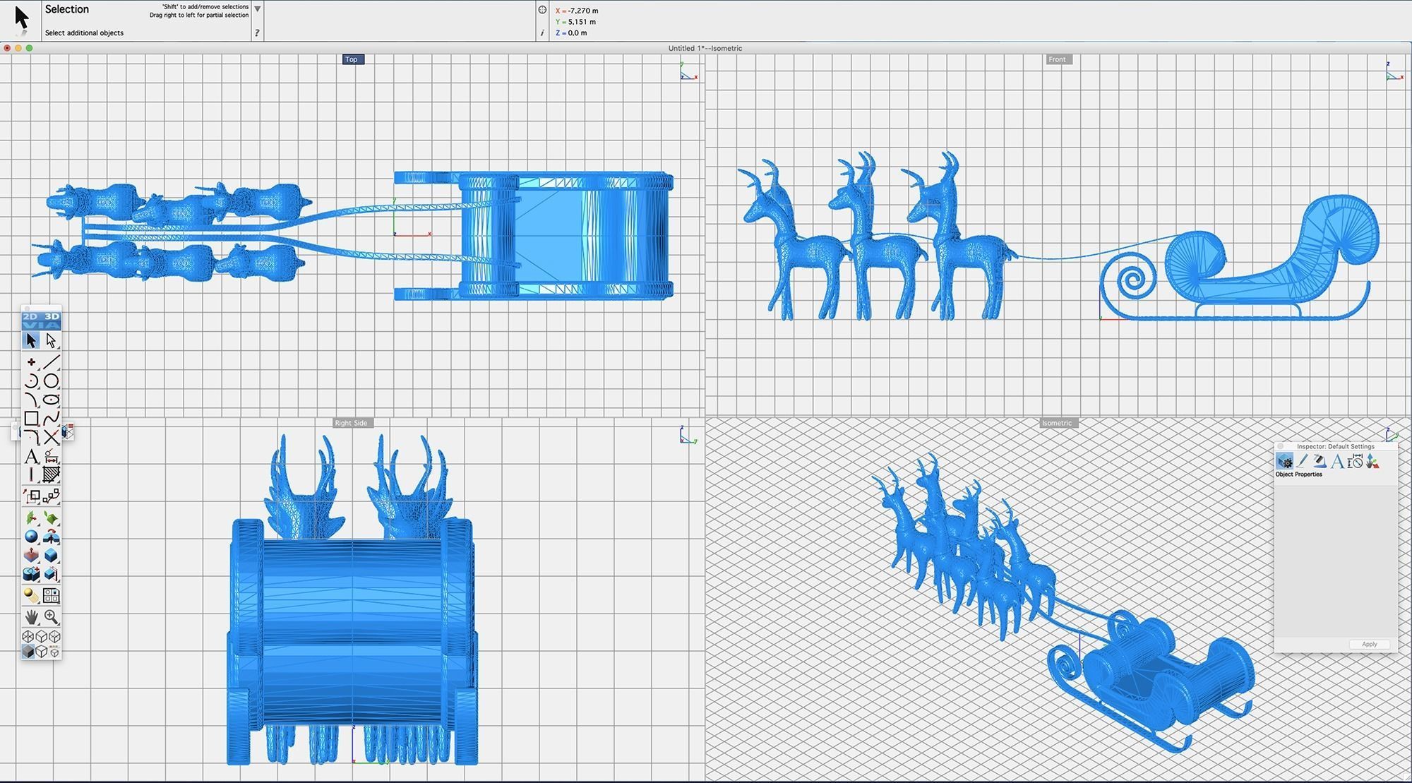 Santa Claus sleigh Reindeer 3D model | CGTrader