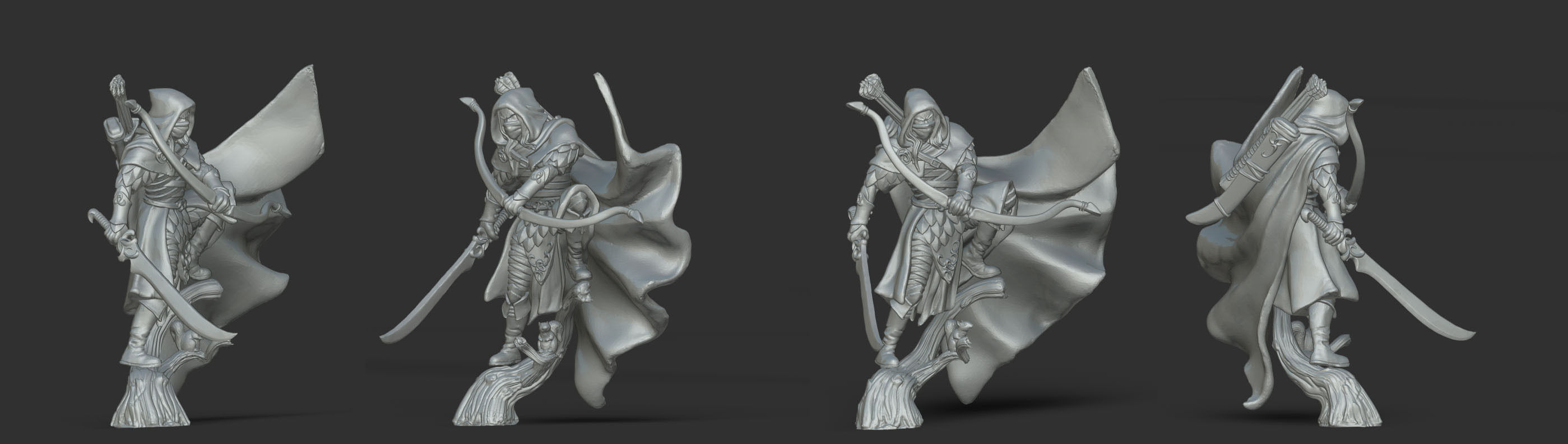 Heroic fantasy bundle - 4 fantasy miniatures 35mm scale 3D model 3D ...