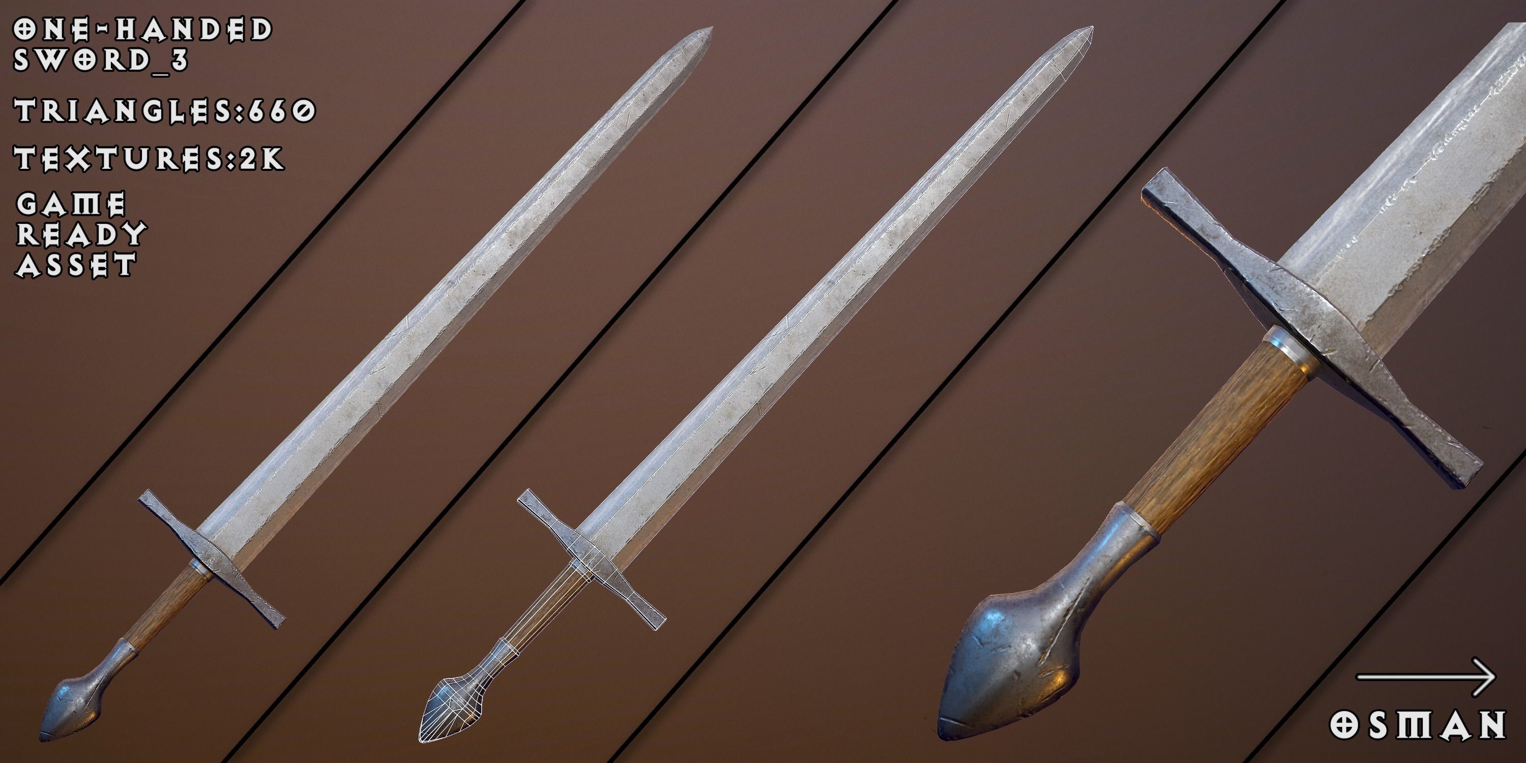 3D model Medieval one-handed swords pack VR / AR / low-poly | CGTrader