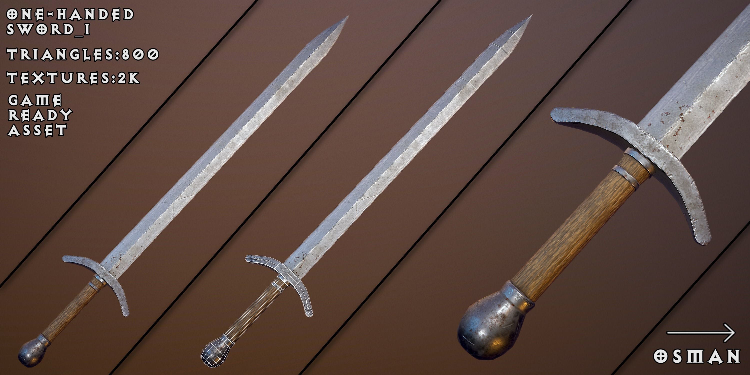 3D model Medieval one-handed swords pack VR / AR / low-poly | CGTrader