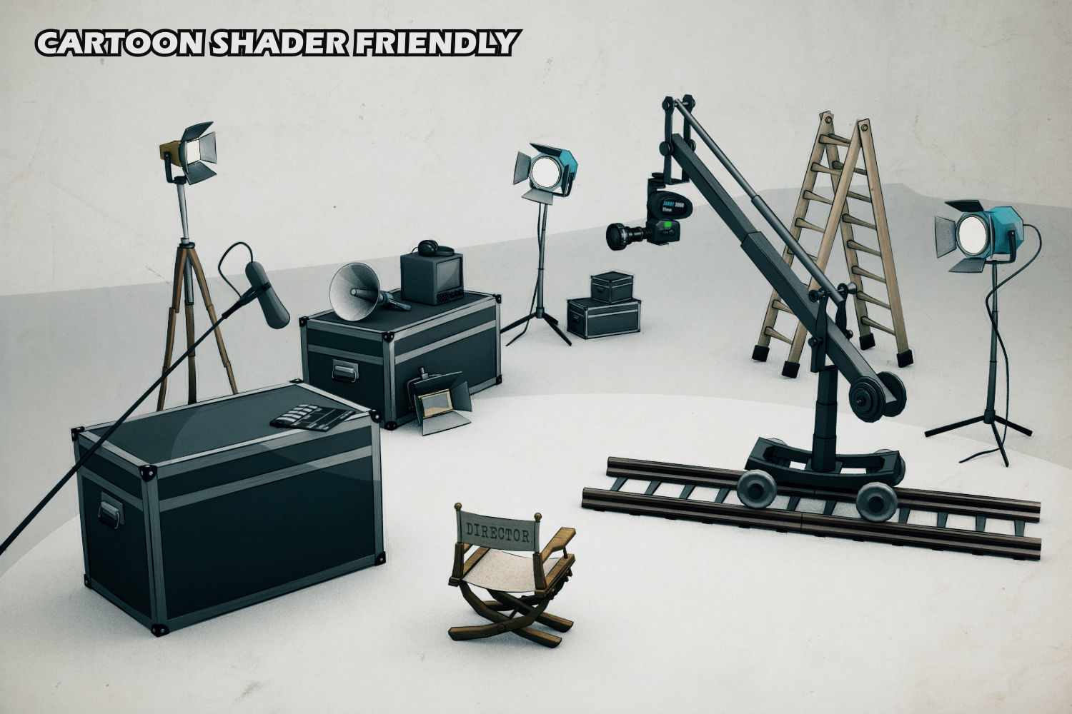 3D model Cartoon Movie Set Film Studio Pack VR / AR / low-poly rigged ...