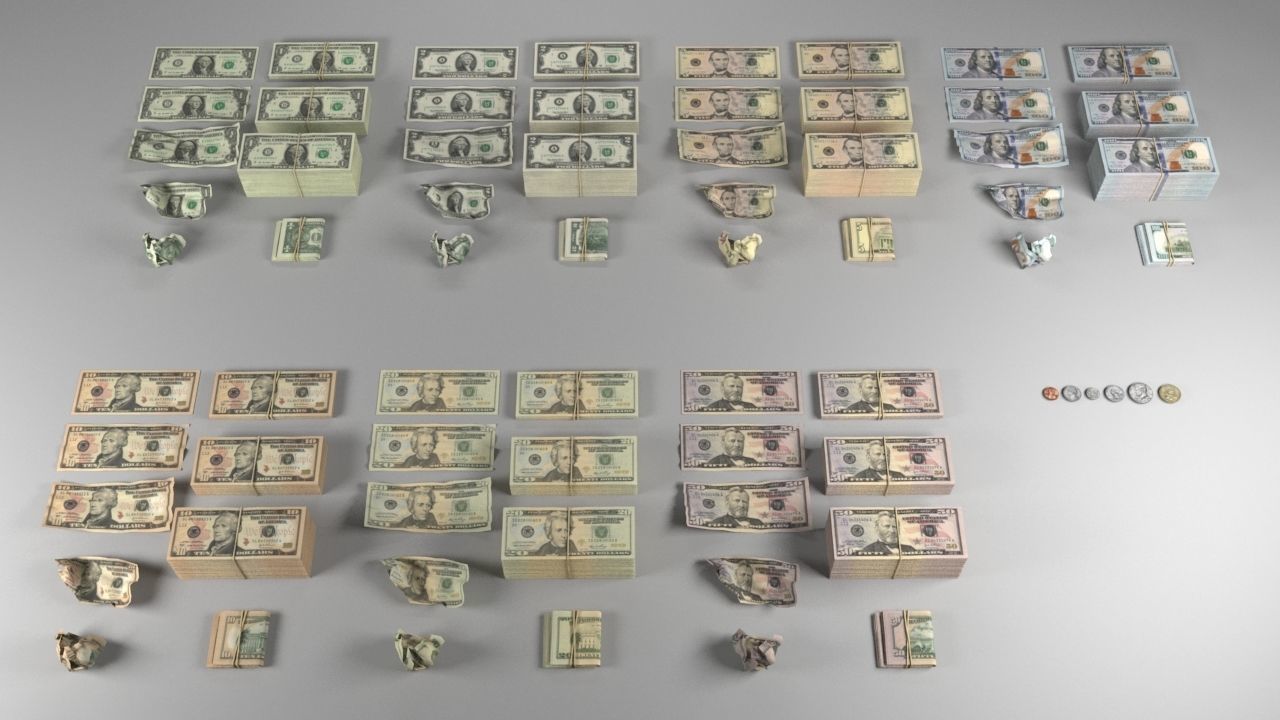 3D model American Dollar USD Currency Pack VR / AR / low-poly | CGTrader