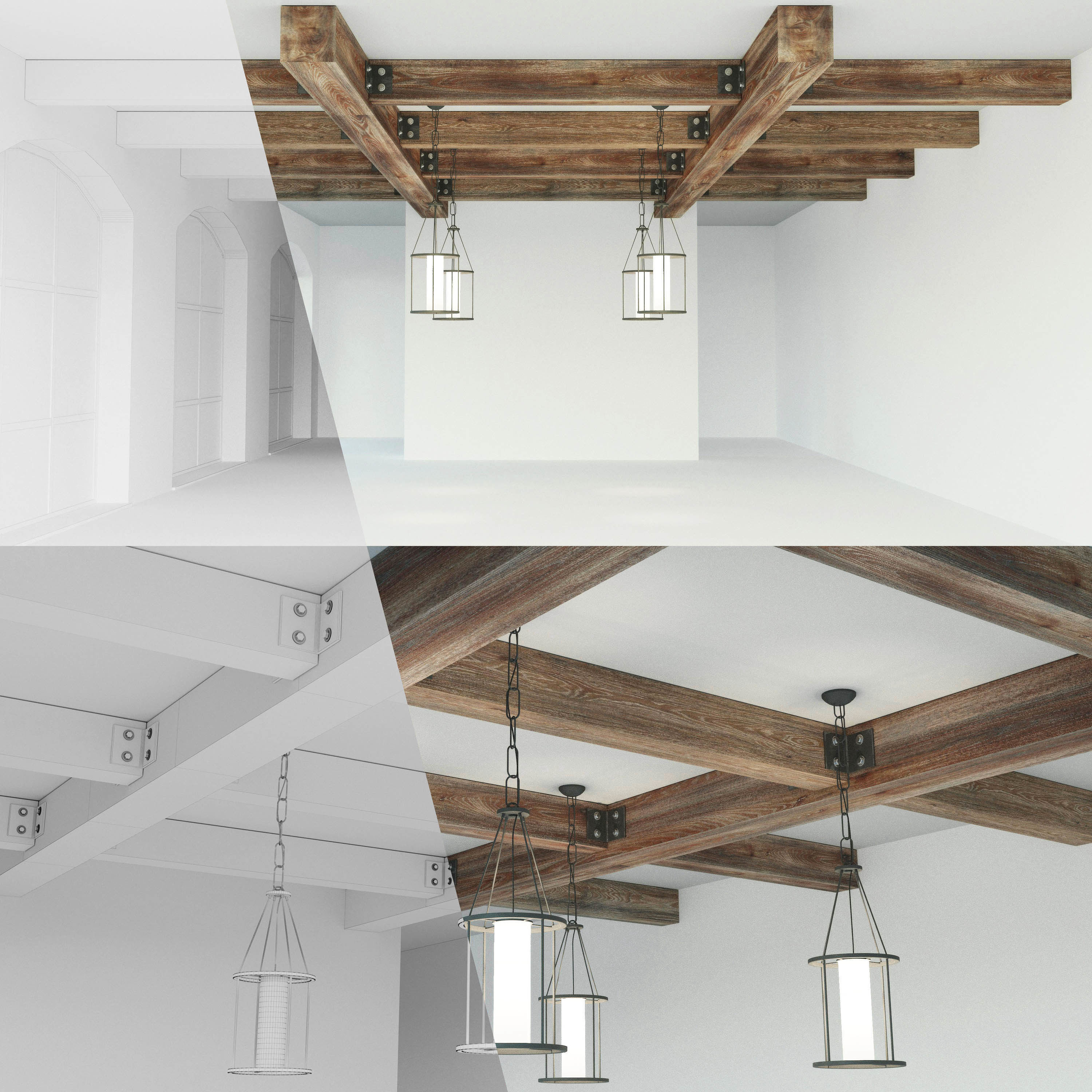 3D model Suspended ceiling system wooden VR / AR / low-poly | CGTrader