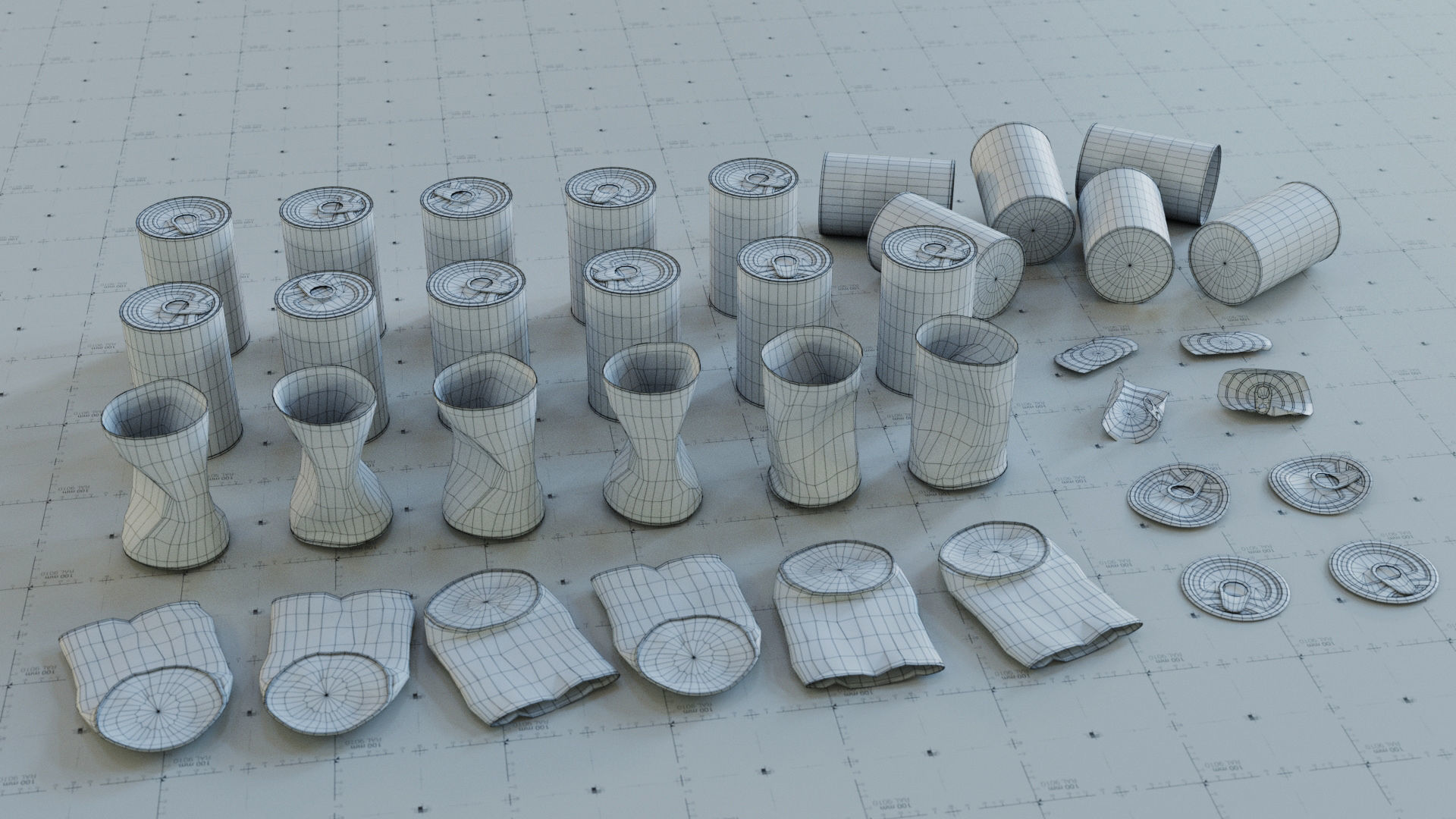 3D model Trash Cans Food 6 Types - 3D Asset Kit PBR VR / AR / low-poly ...