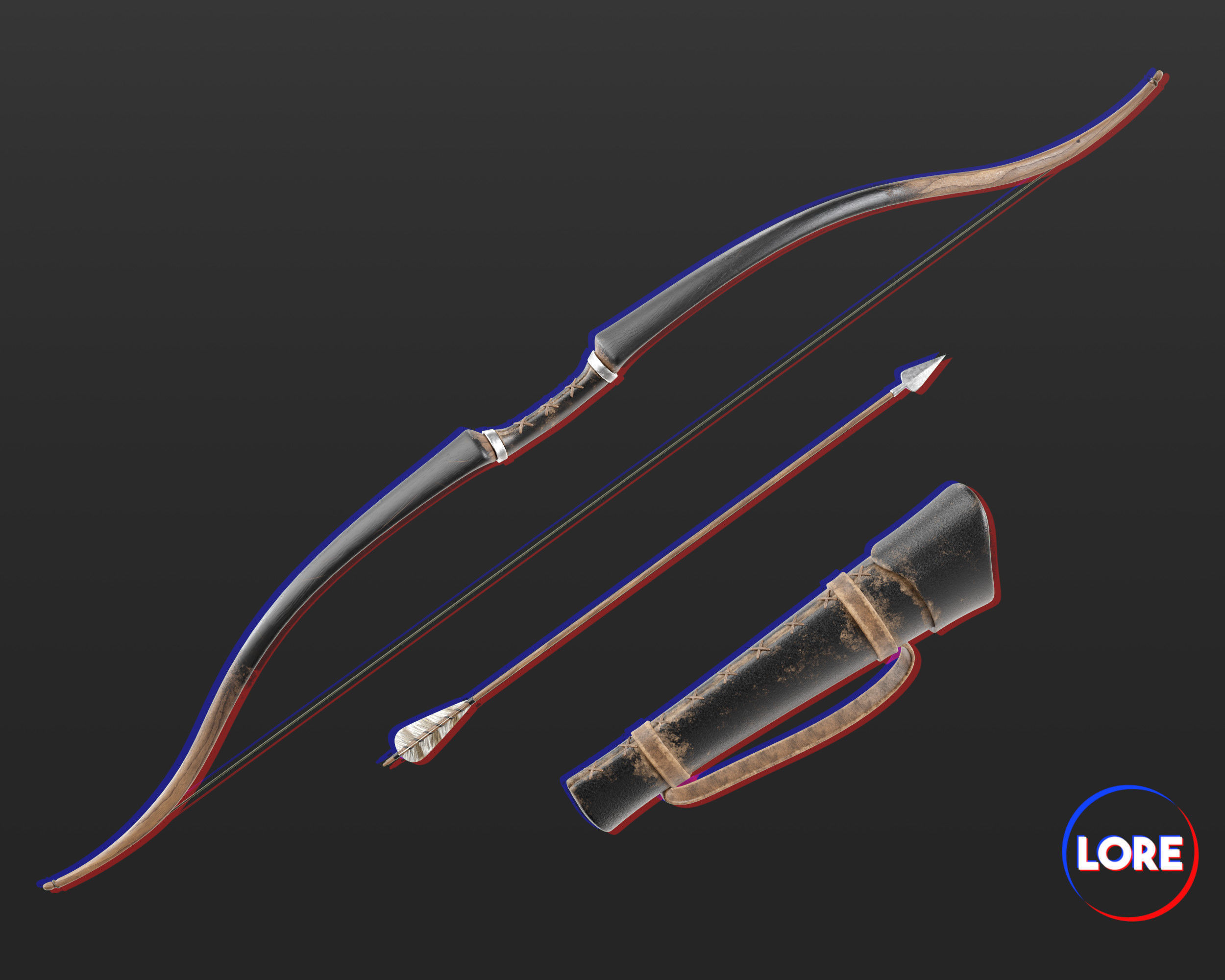 3D model Medieval Elegant Weapon Bow and Arrow VR / AR / low-poly ...