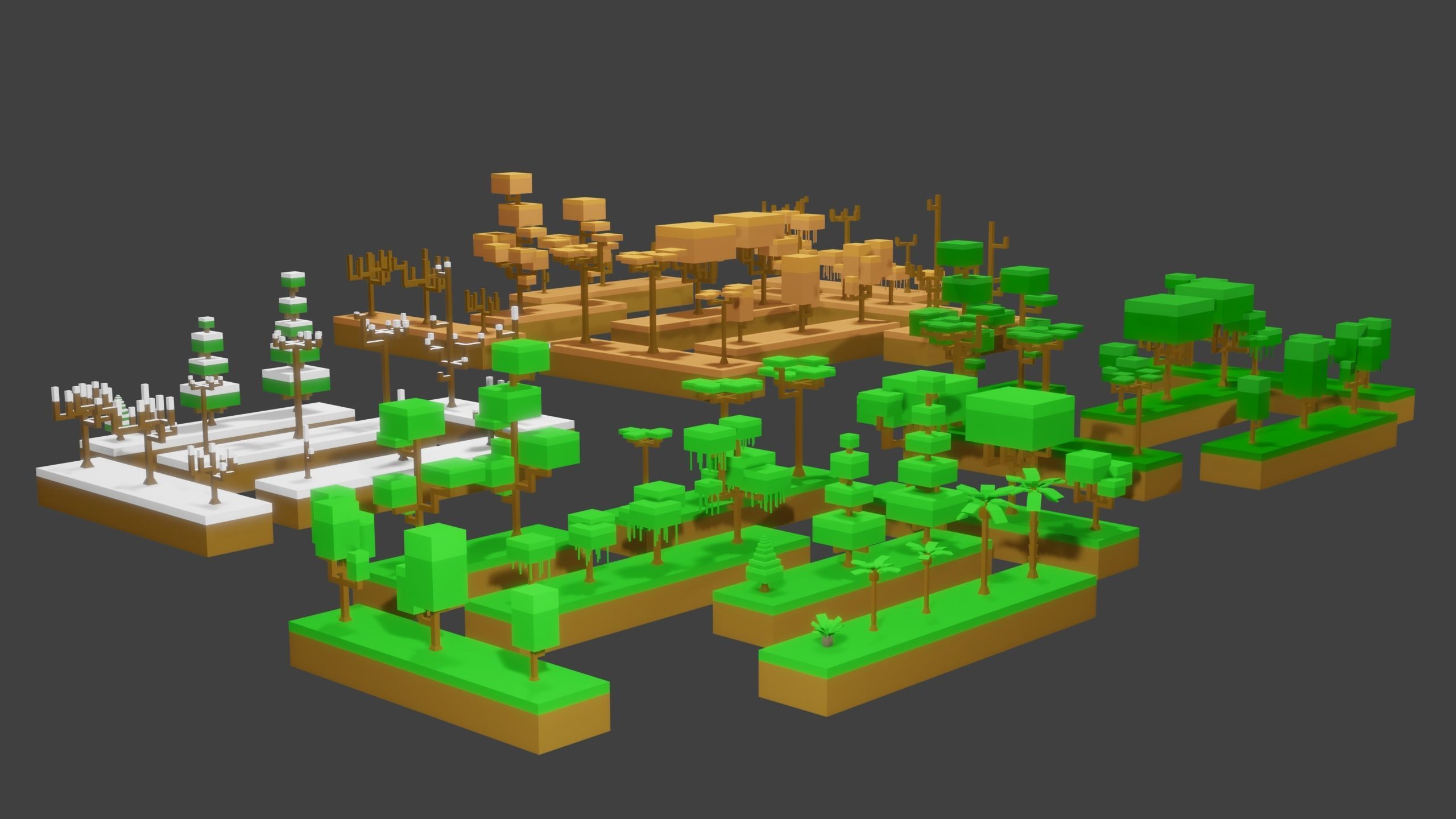 Blocky Trees Pack free VR / AR / low-poly 3D model | CGTrader