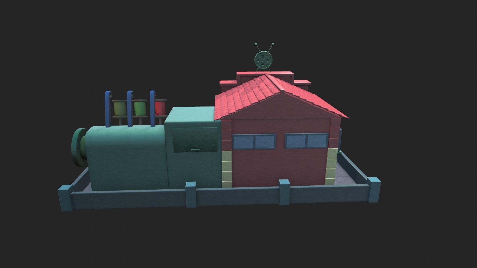 Stylized Cartoon Textile Factory 3D model | CGTrader