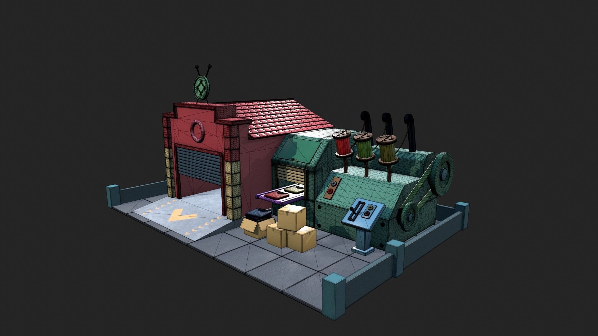 Stylized Cartoon Textile Factory 3D model | CGTrader