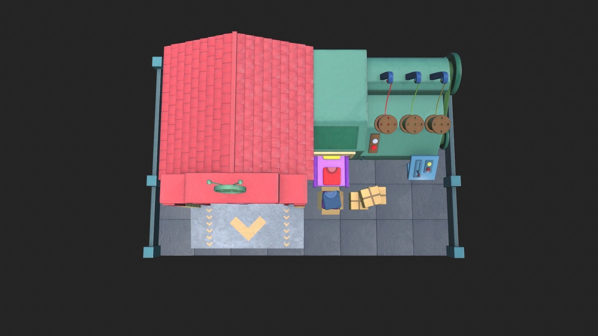 Stylized Cartoon Textile Factory 3D model | CGTrader