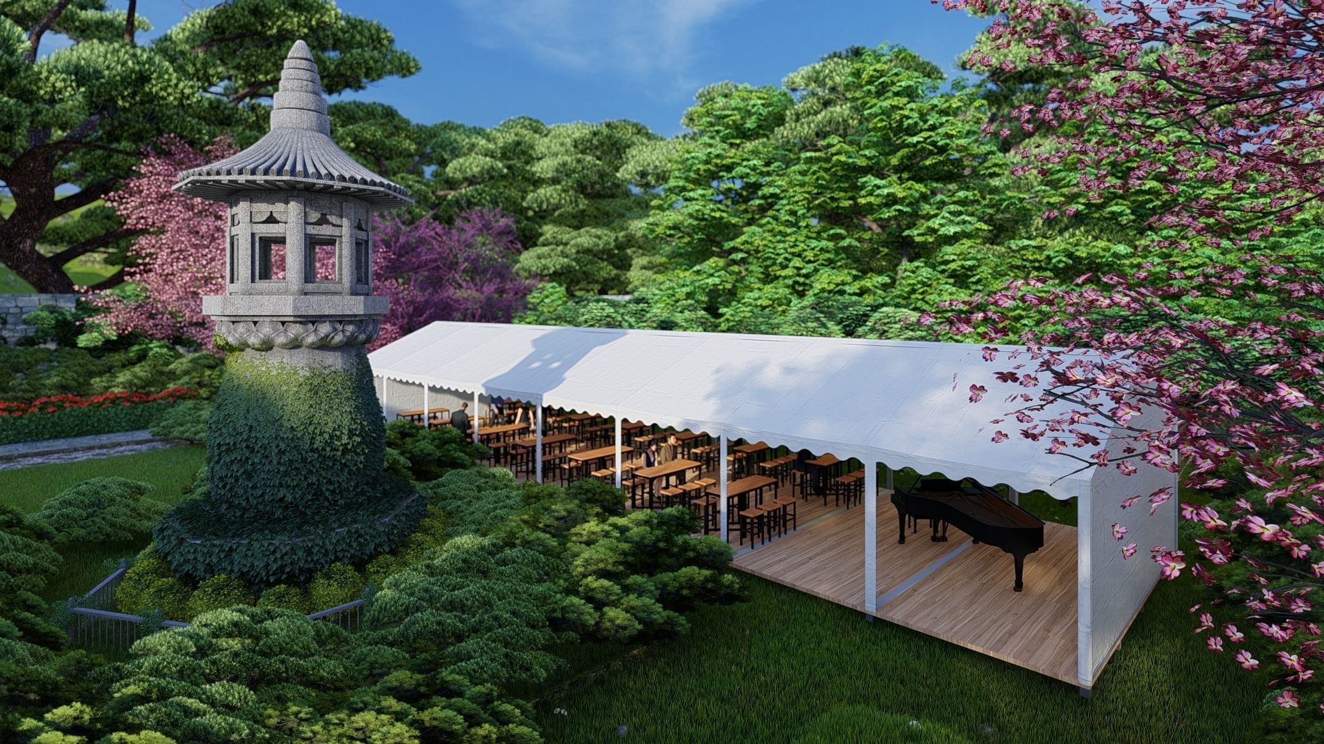 Marquee model tent with windows 3D model | CGTrader