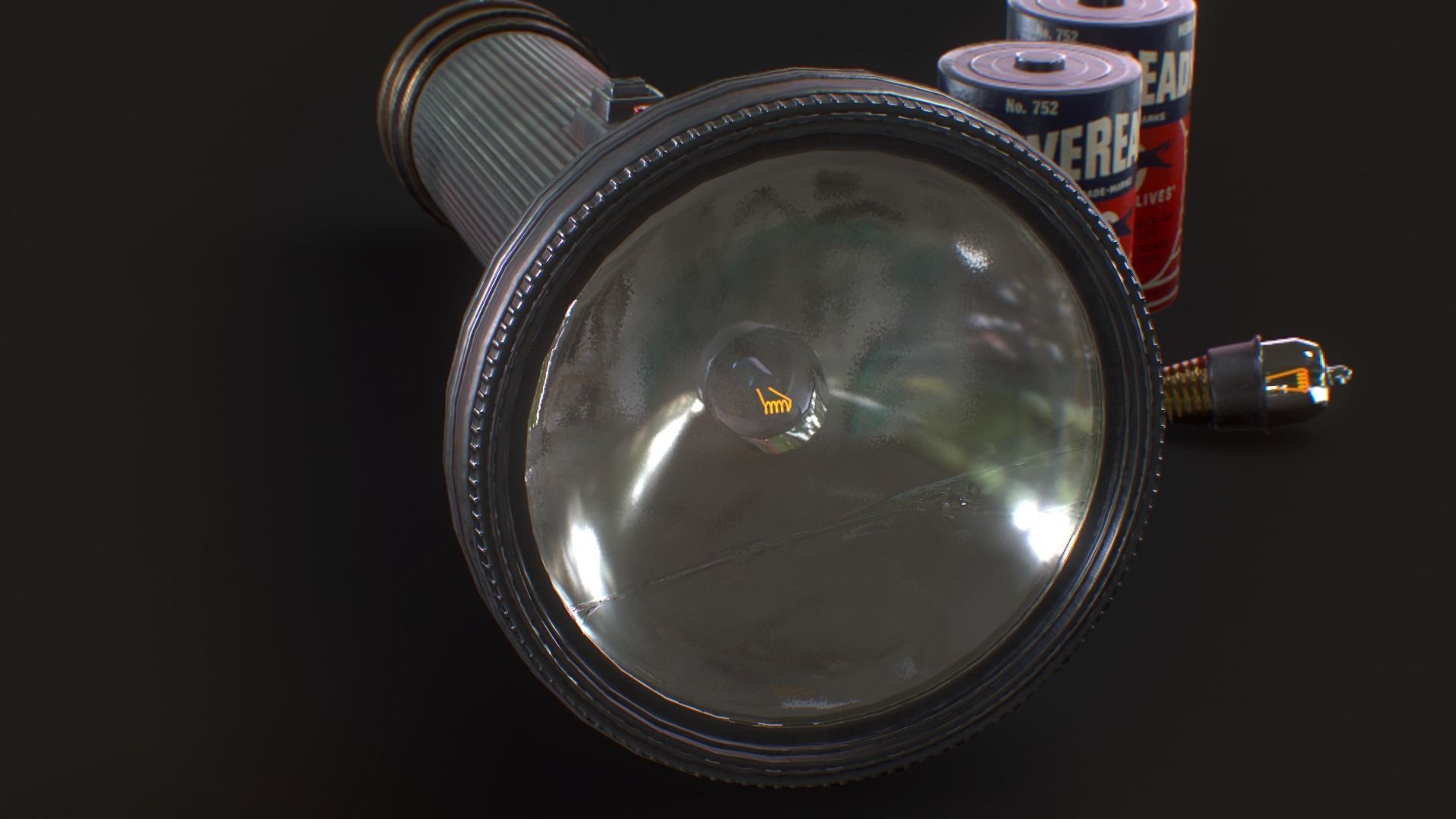 3D model Vintage Police Flashlight with Batteries and Bulb VR / AR ...
