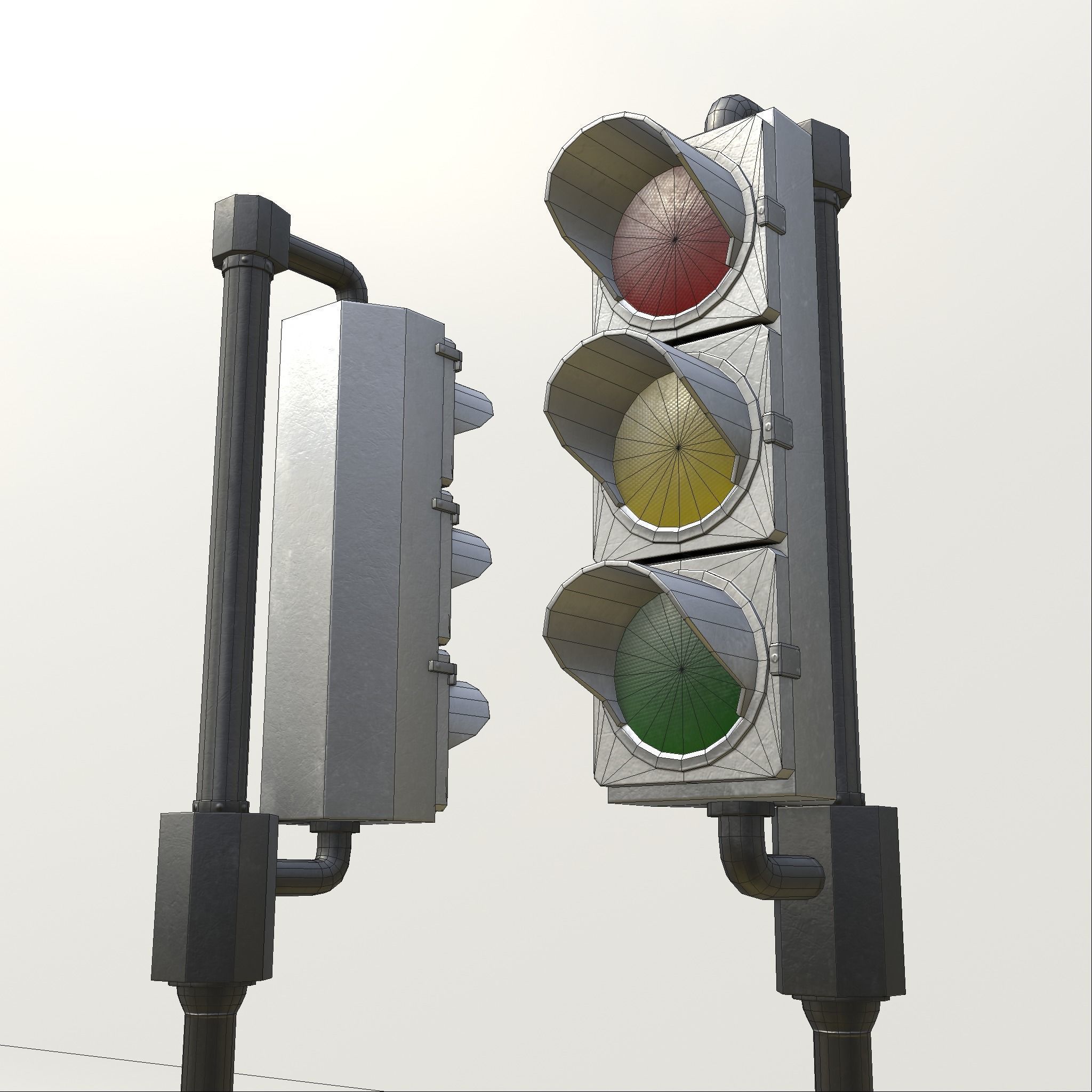 3D model Game-ready retro traffic lights - Unity - UE4 VR / AR / low ...