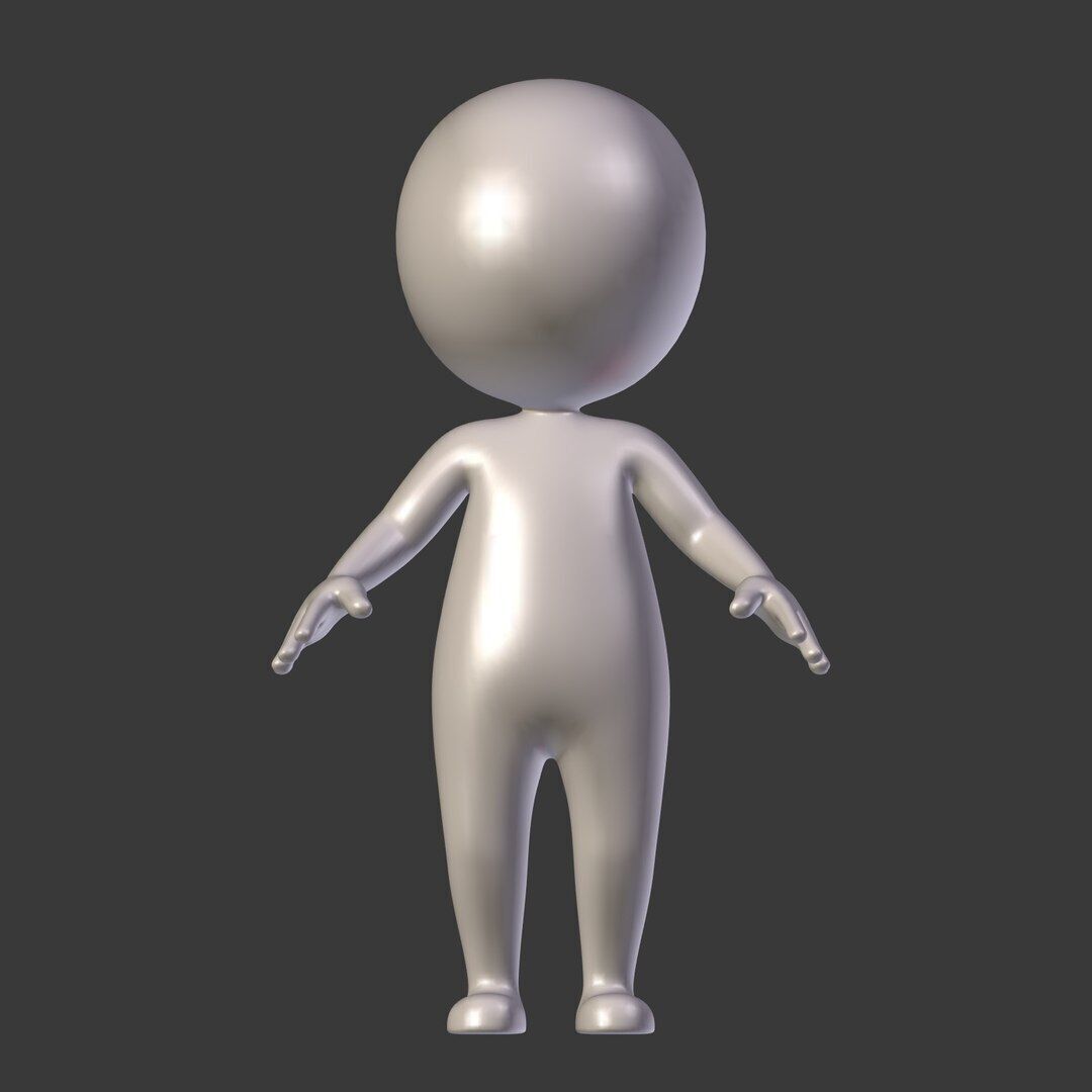 3D model Cartoon White Man - Character - Fat Stickman VR / AR / low ...
