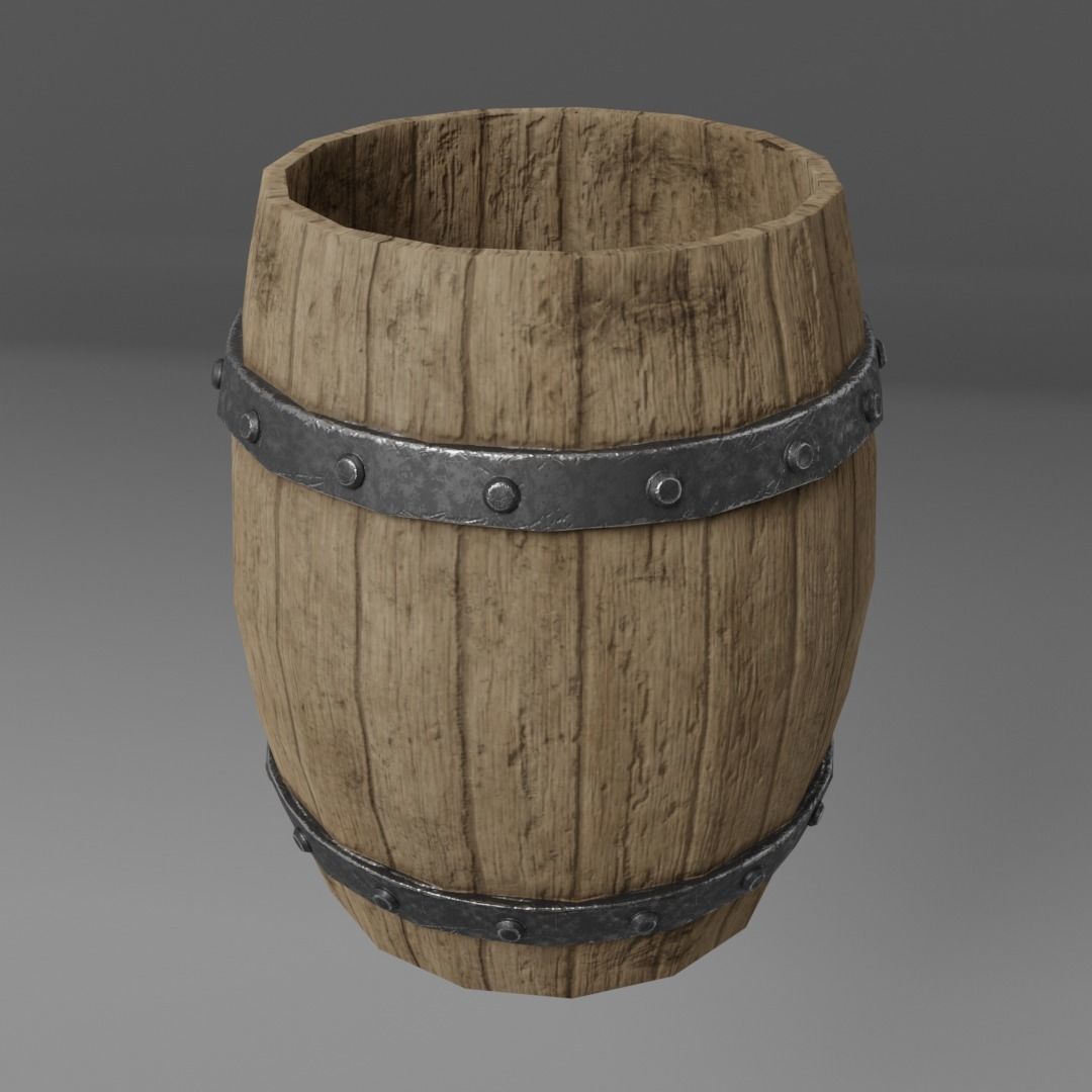 3D model Medieval Wooden Barrel with LODs and 3 color variations VR ...