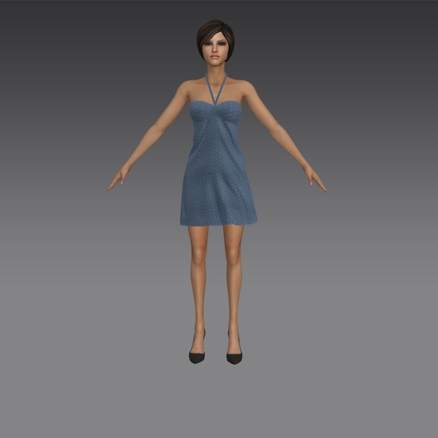 Neck Holder Dress - Marvelous Designer - 3D Model 3D model | CGTrader
