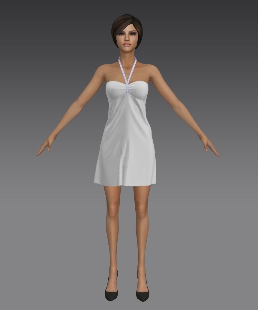 Neck Holder Dress - Marvelous Designer - 3D Model 3D model | CGTrader