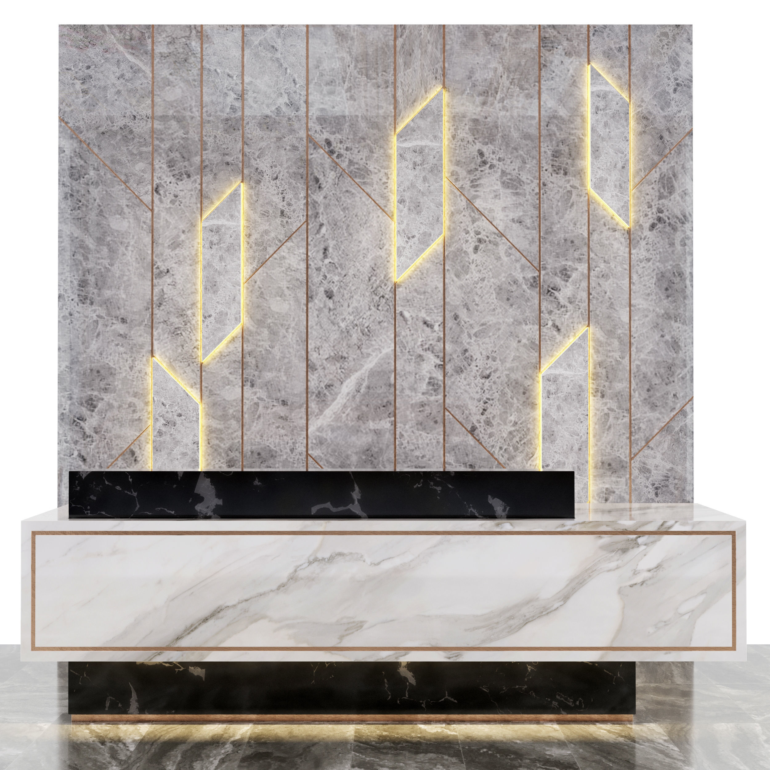 Reception marble desk with wall 3D model | CGTrader