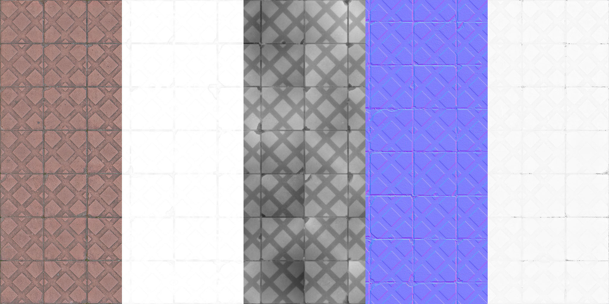 Red patterned dirty tiles Texture | CGTrader