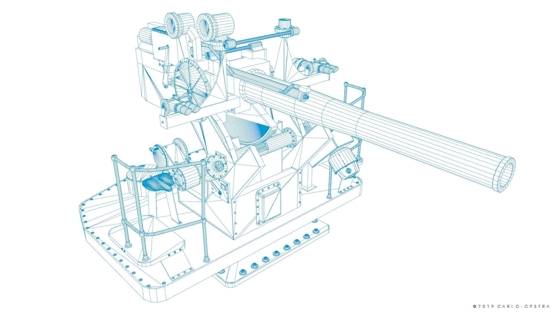 3D model 5-inch 25-caliber Mark 10 anti-aircraft gun VR / AR / low-poly ...