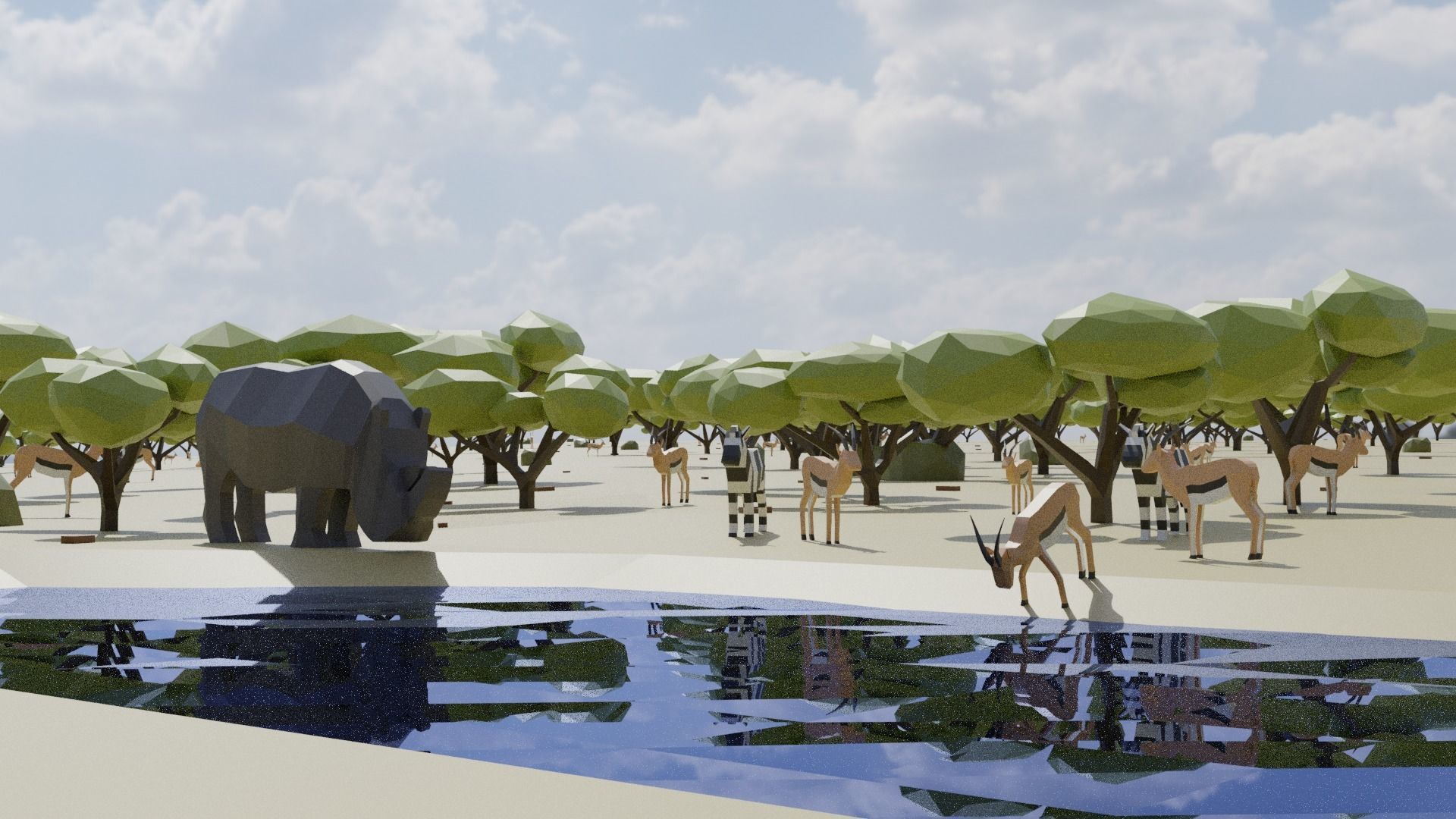 Safari scene free VR / AR / low-poly 3D model | CGTrader