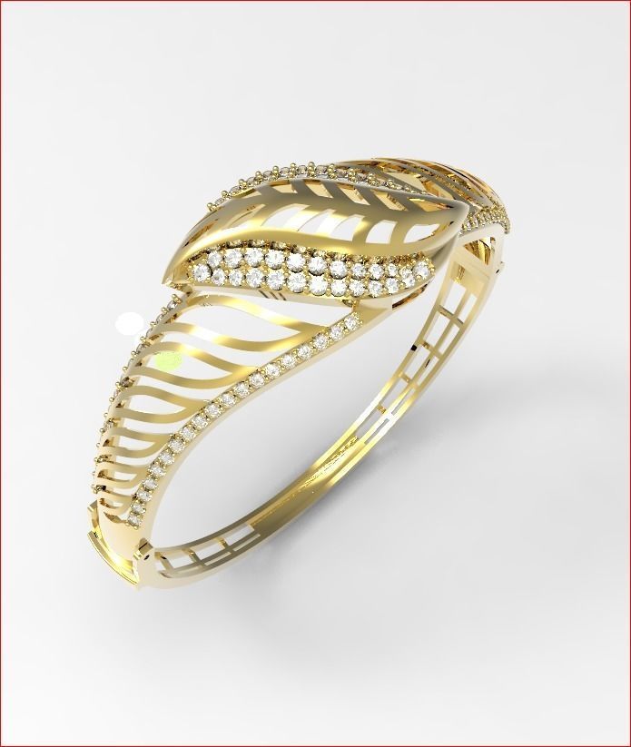 jewelry rose gold bangle with diamonds free 3D model | CGTrader