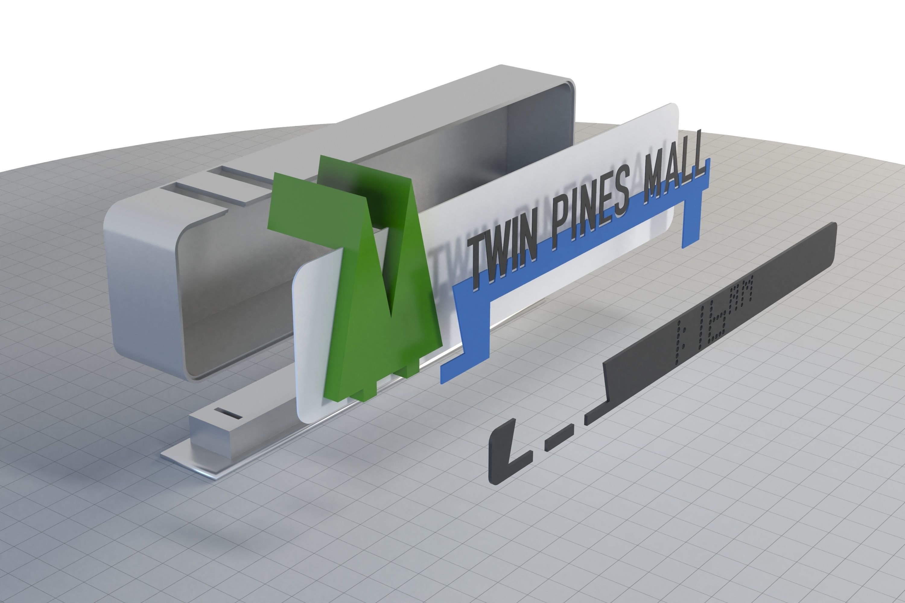 TWIN PINES MALL Sign 3D print 200mm 3D model 3D printable | CGTrader