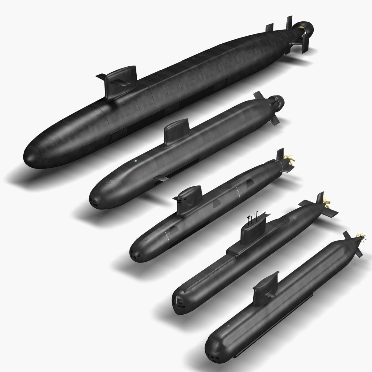 Submarine collection x5 3D model | CGTrader