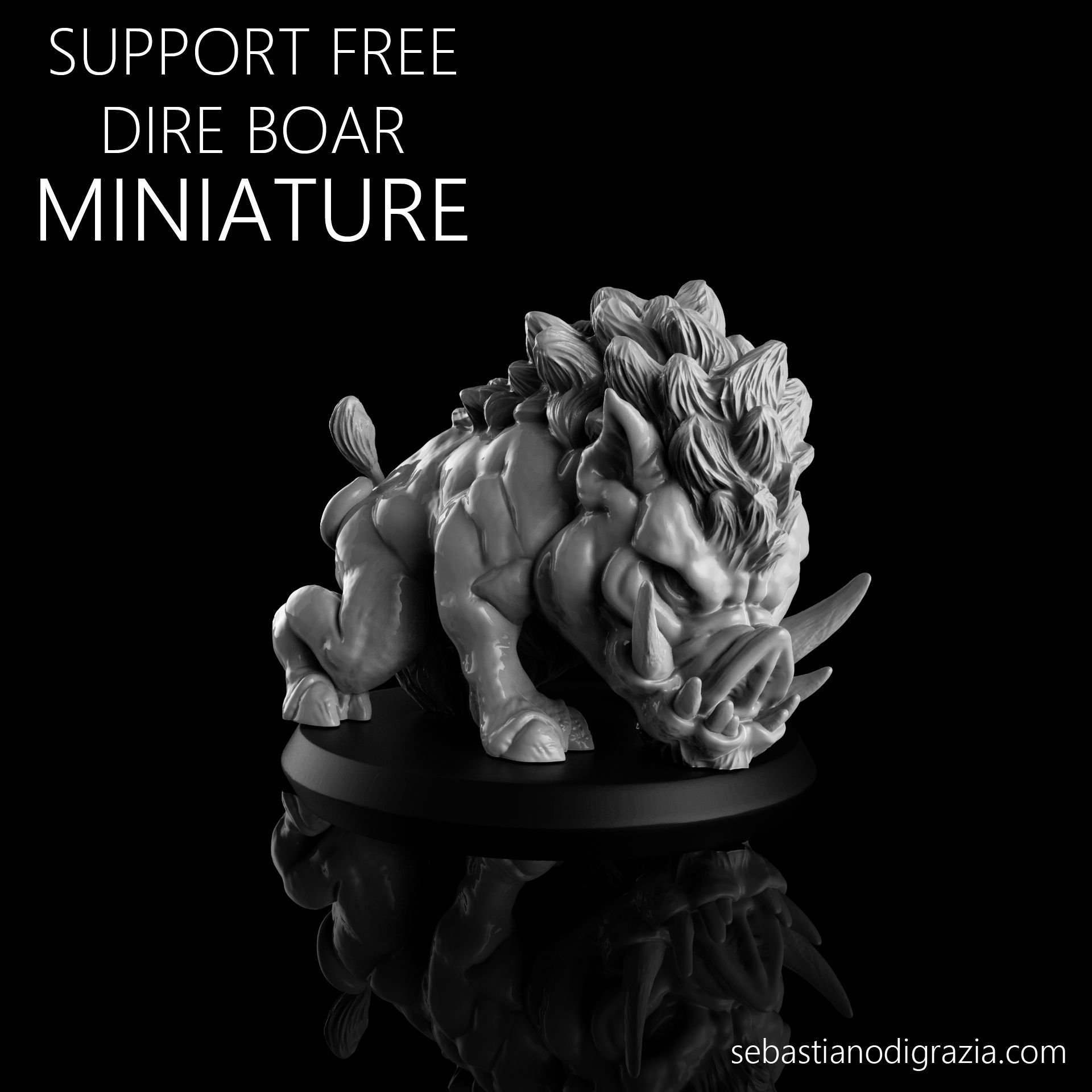 Giant Dire Boar Support Free Miniature 3D model 3D printable | CGTrader