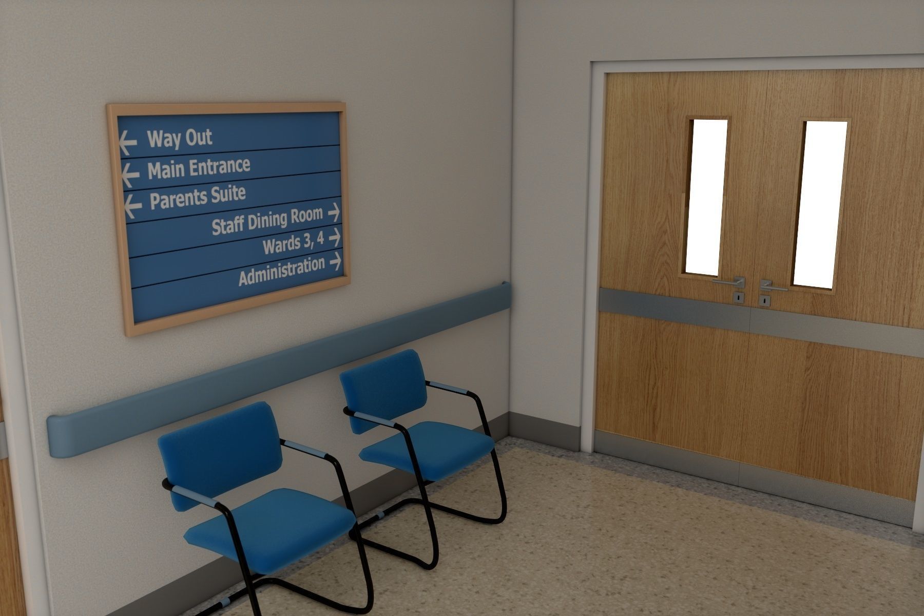 Hospital Hall 3D model | CGTrader