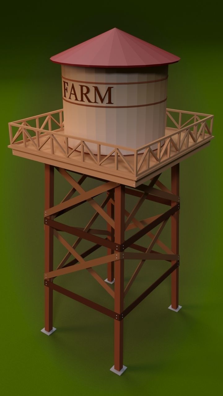 Cartoon Water Tower 3D model | CGTrader