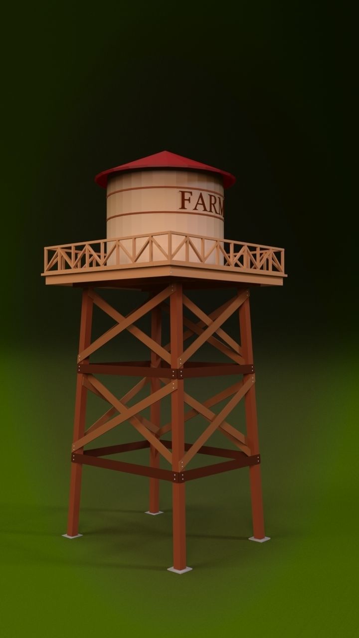 Cartoon Water Tower 3D model | CGTrader