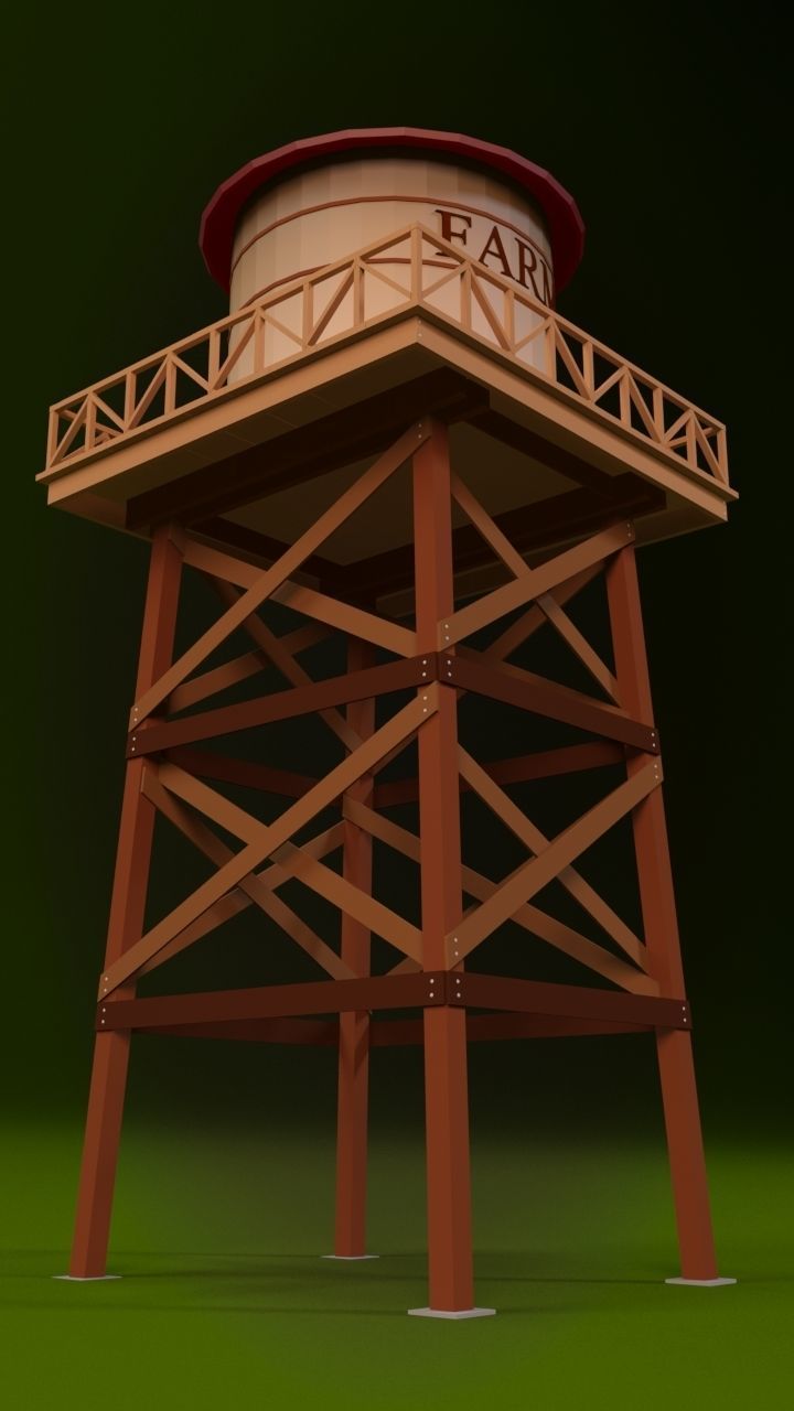 Cartoon Water Tower 3D model | CGTrader