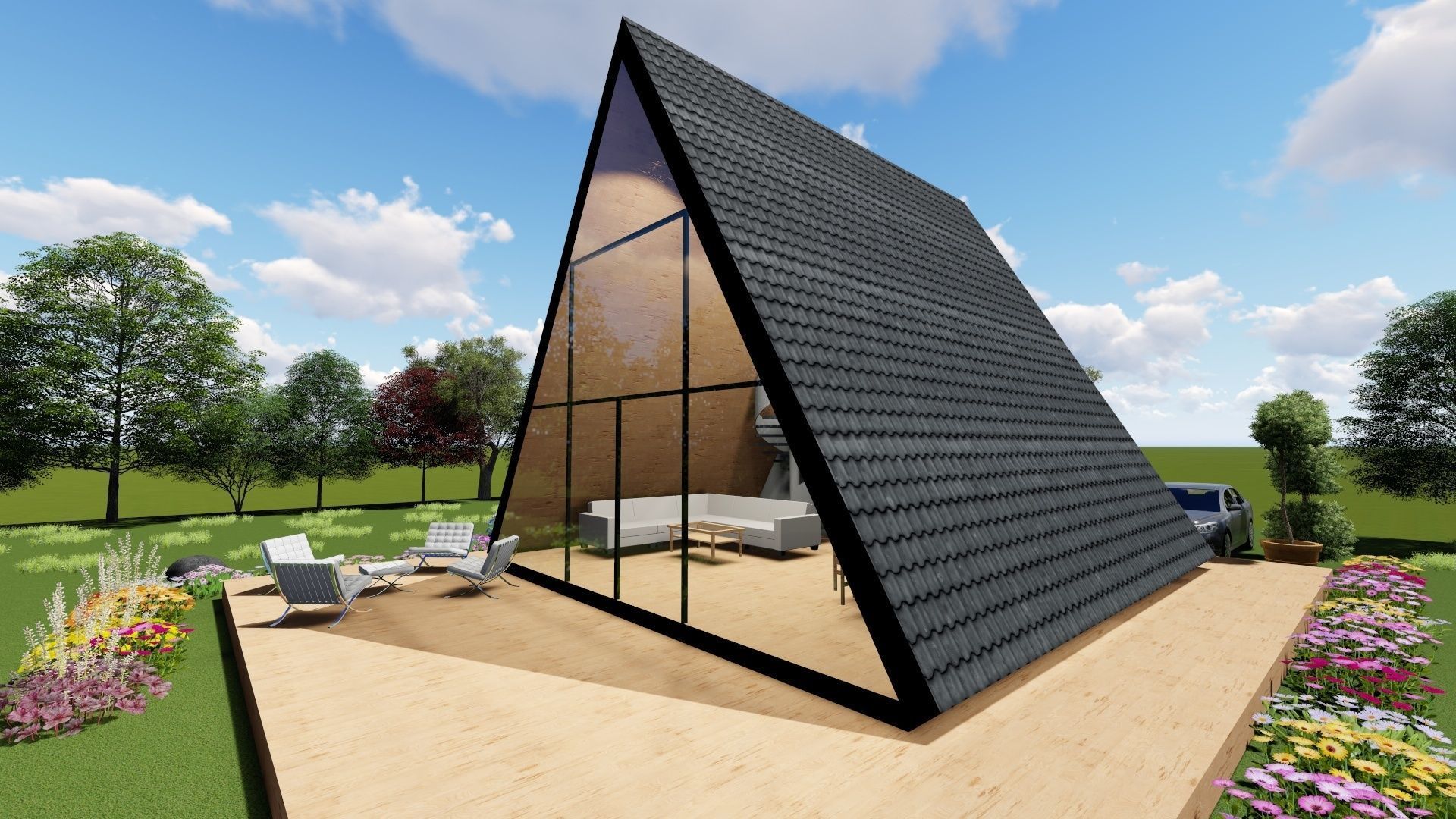Triangle house design 3D model | CGTrader