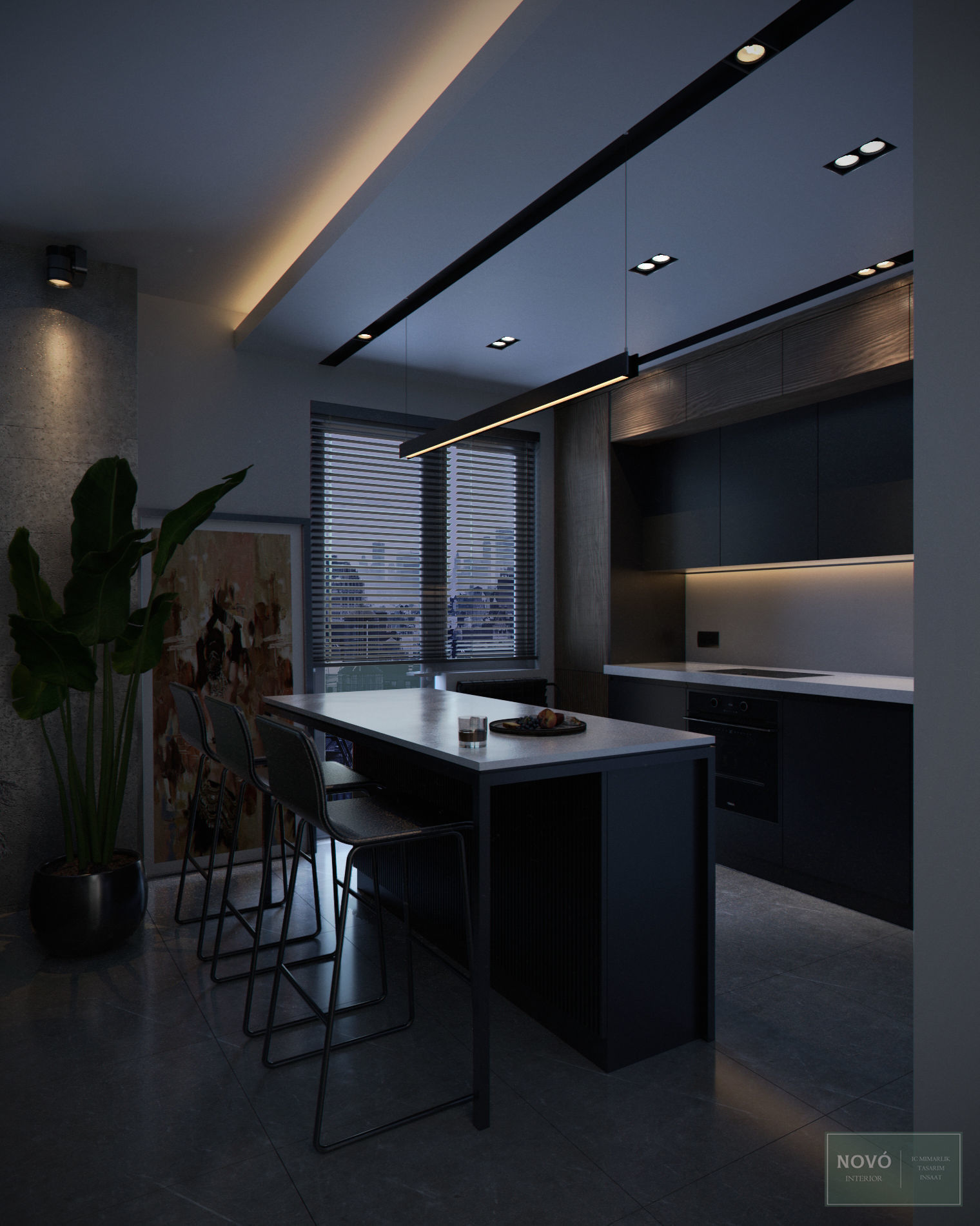 Black and wood modern kitchen Vray settings 3D model | CGTrader