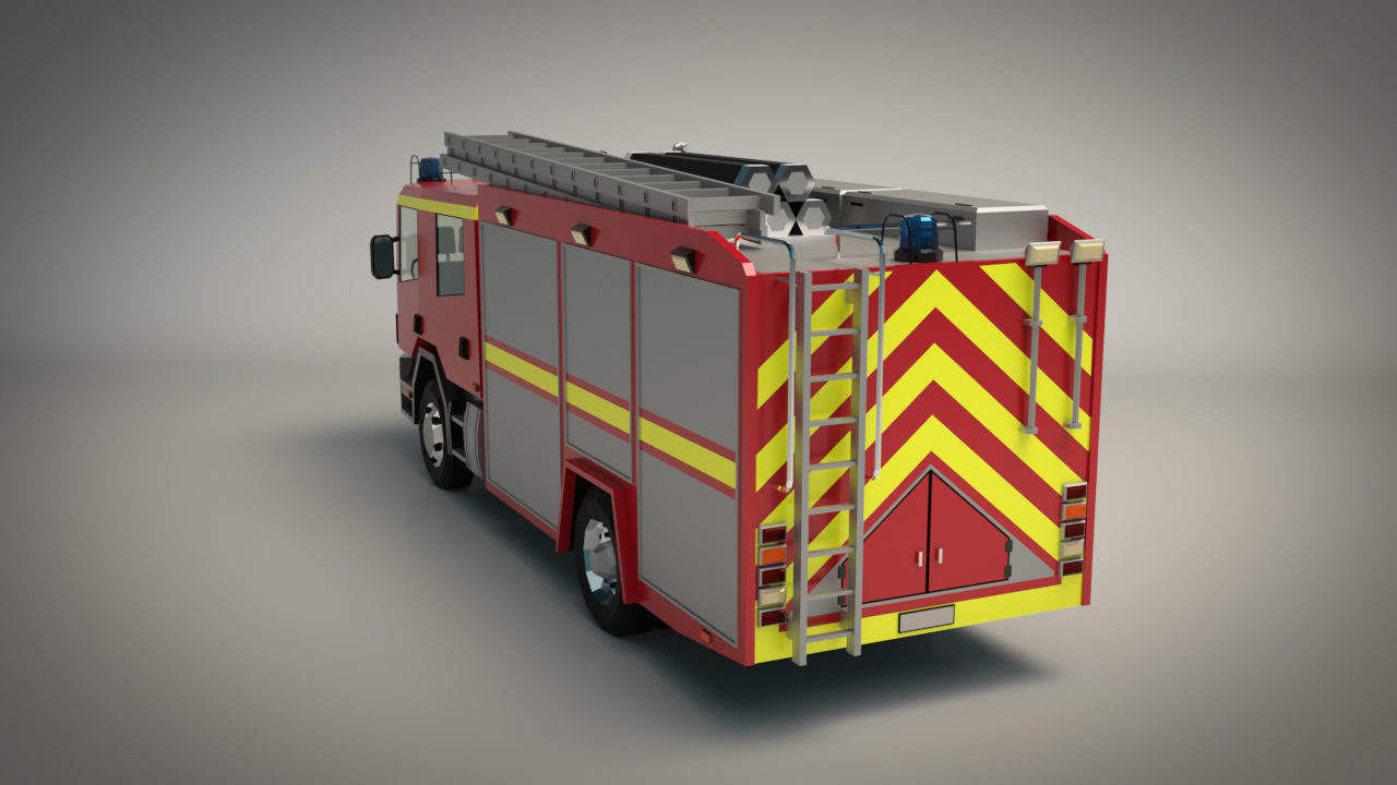 3D model Low Poly Fire Truck 02 VR / AR / low-poly | CGTrader