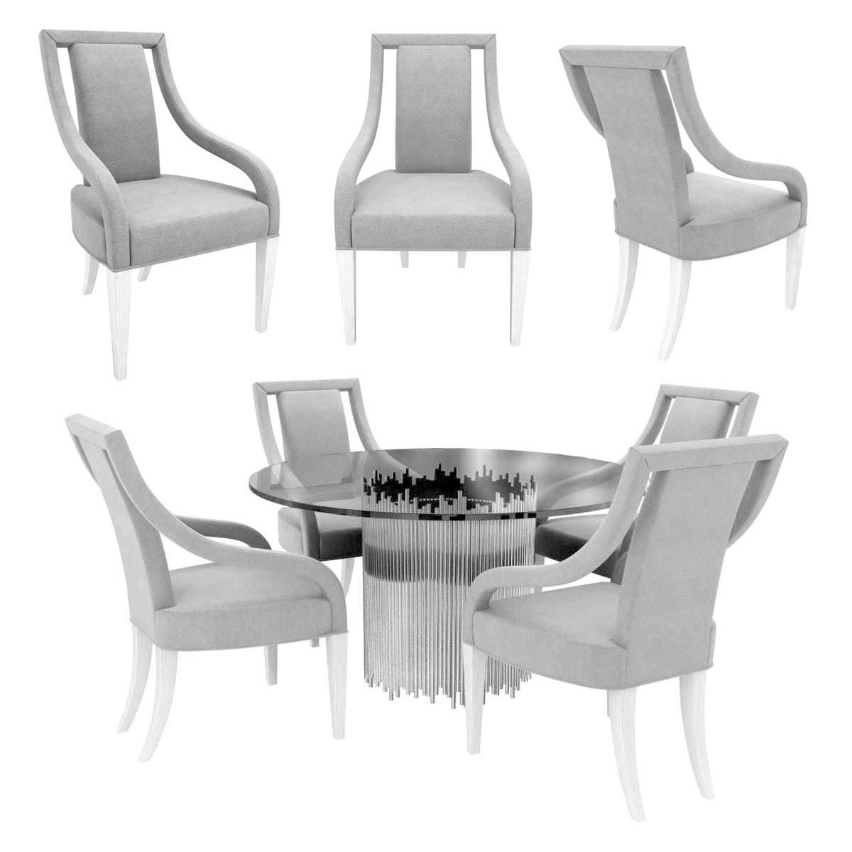 Bernhardt calista arm chair and round dining table 3d model 3D model | CGTrader