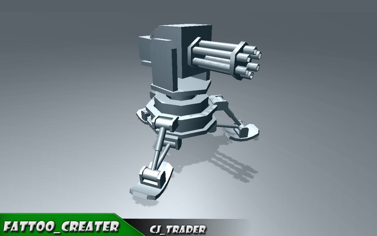 3D model Lowpoly Sci-Fi Turret - Modular Turret Machine Gun 3D model VR ...
