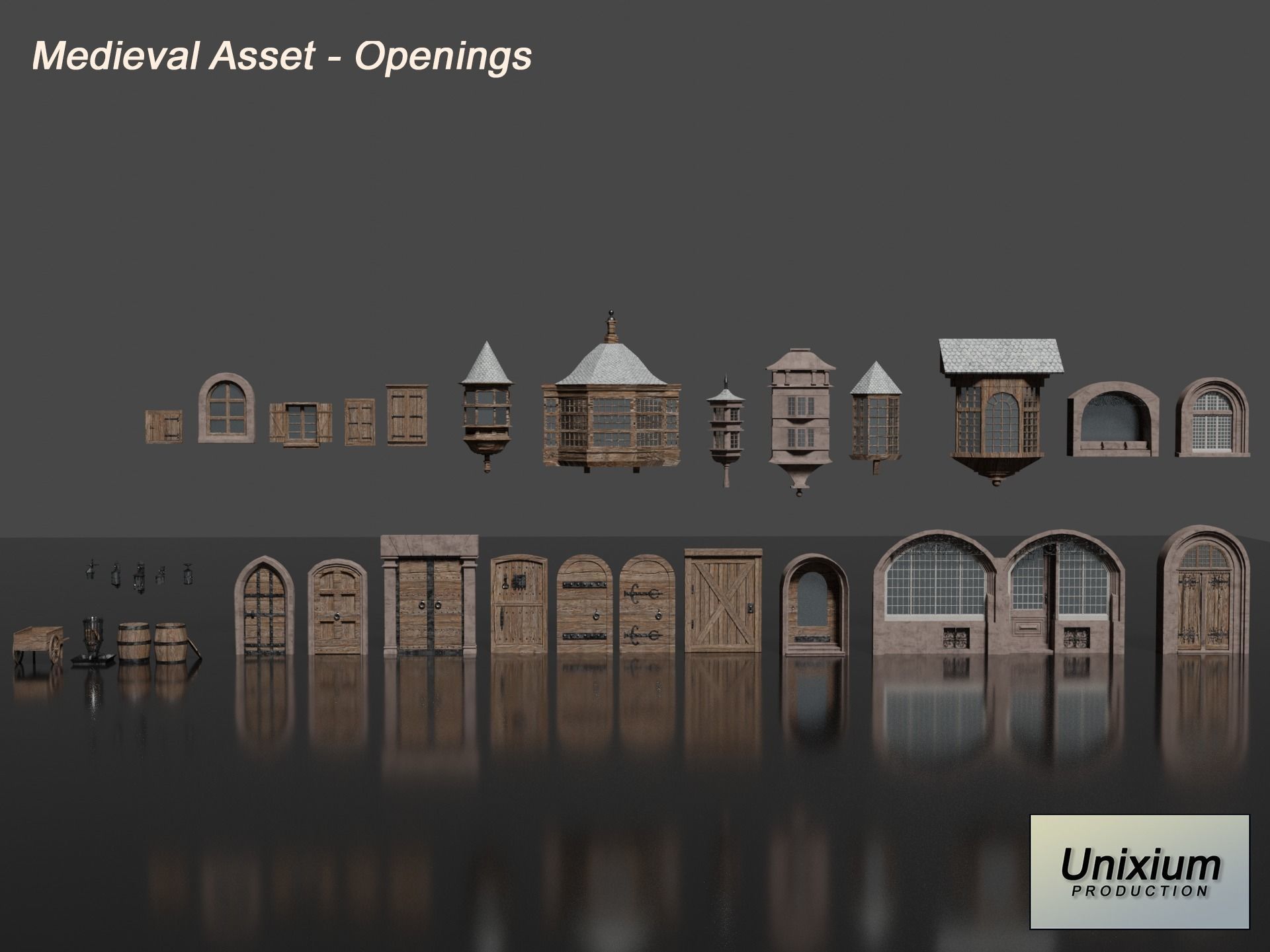 3D model Medieval Door and Windows VR / AR / low-poly | CGTrader